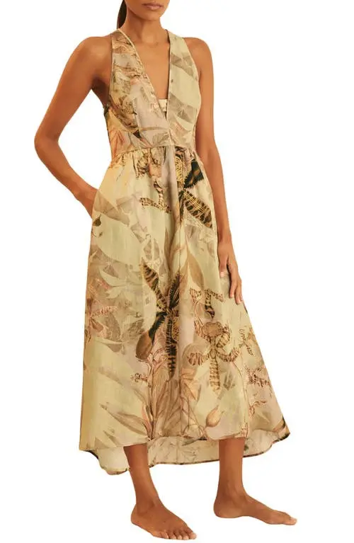 Reiss Nybg Reiss Anna Fit & Flare Linen Halter Dress In Neutral - 50% Off |  Editorialist