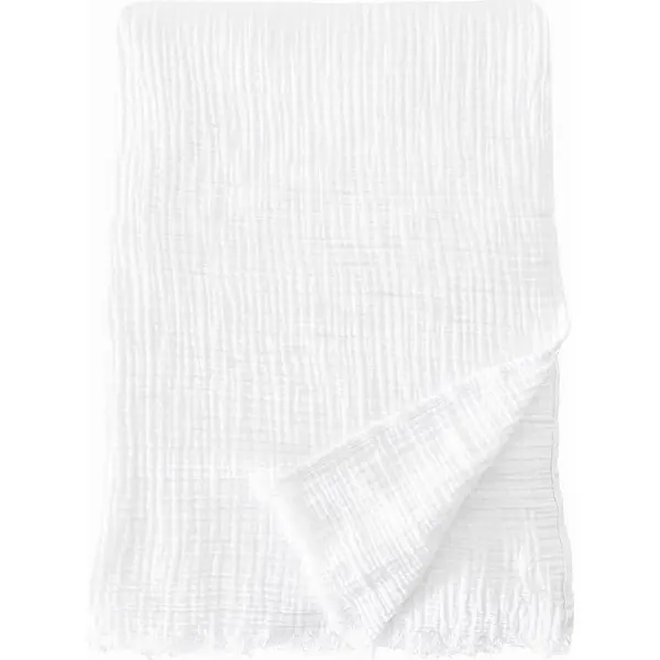 Anaya Crinkled Turkish Cotton Cuddle Throw - Bright White