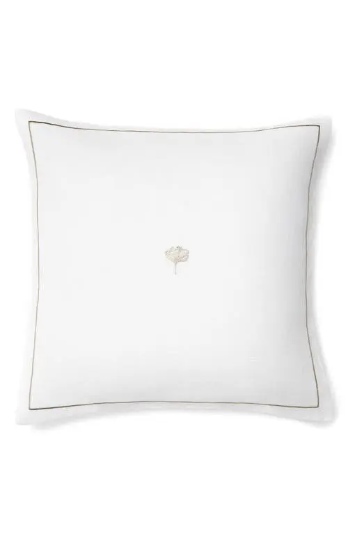 SFERRA Ginkgo Embroidered Linen Accent Pillow - White/ash