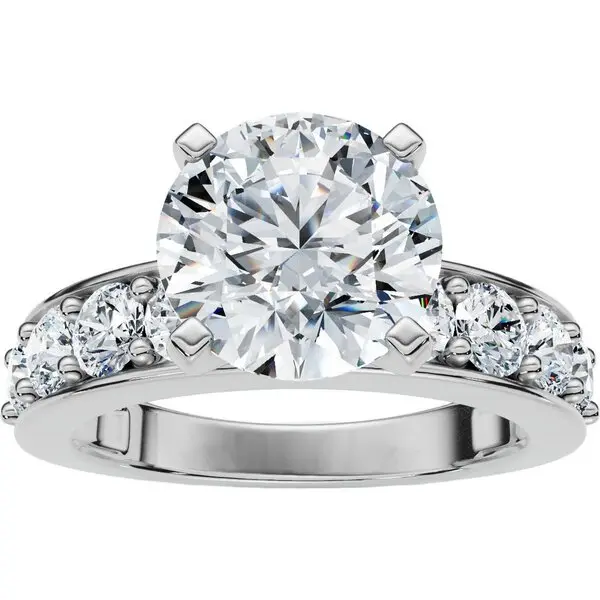 BLISS DIAMOND 2.90ct Round Diamond Engagement Ring Lab Grown - 14k White Gold