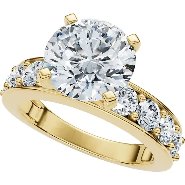 BLISS DIAMOND 2.90ct Round Diamond Engagement Ring Lab Grown - 14k Yellow Gold