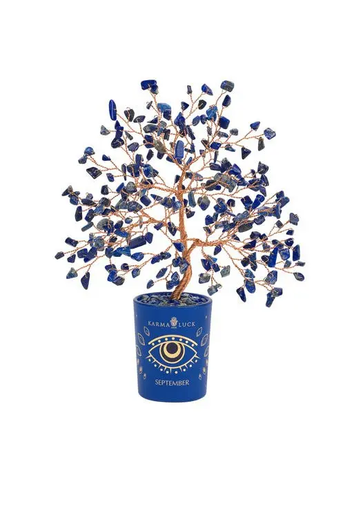 KARMA AND LUCK Lapis Feng Shui Crystal Tree Of Life September Birthstone Balanced Mind - Blue
