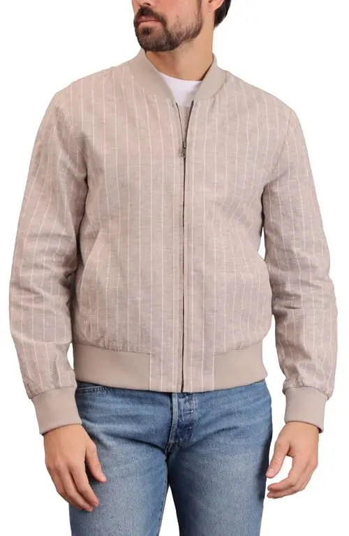 Bagatelle Pinstripe Cotton & Linen Bomber Jacket