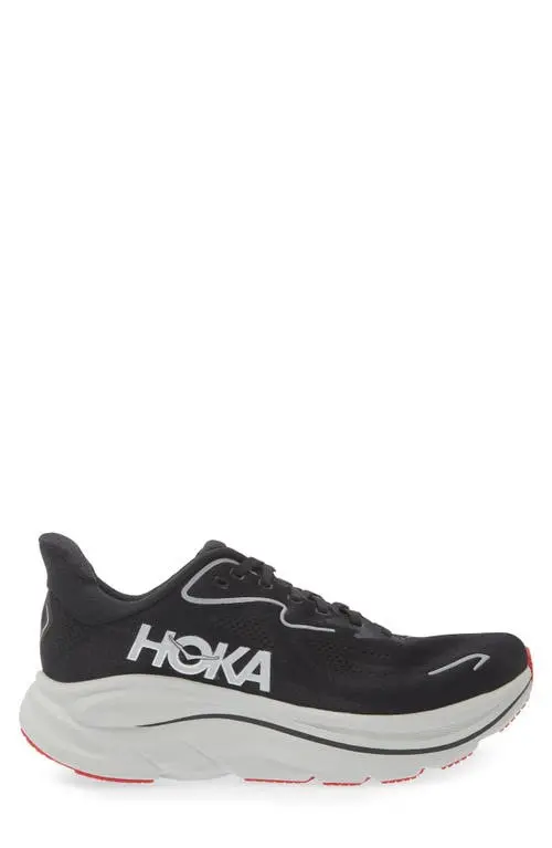 HOKA® Clifton Running Shoe Wide Width - Black/silver