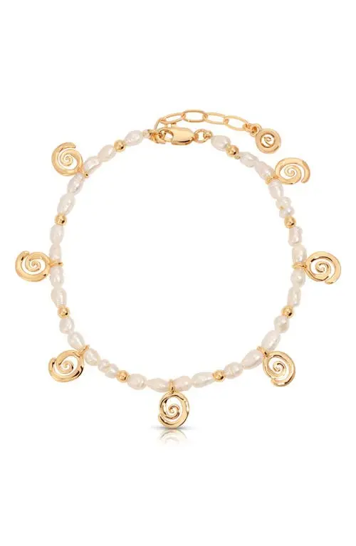 Ettika Aura Swirl Charm Pearl Bracelet - Gold