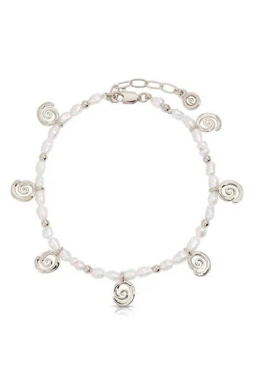 Ettika Aura Swirl Charm Pearl Bracelet - Silver