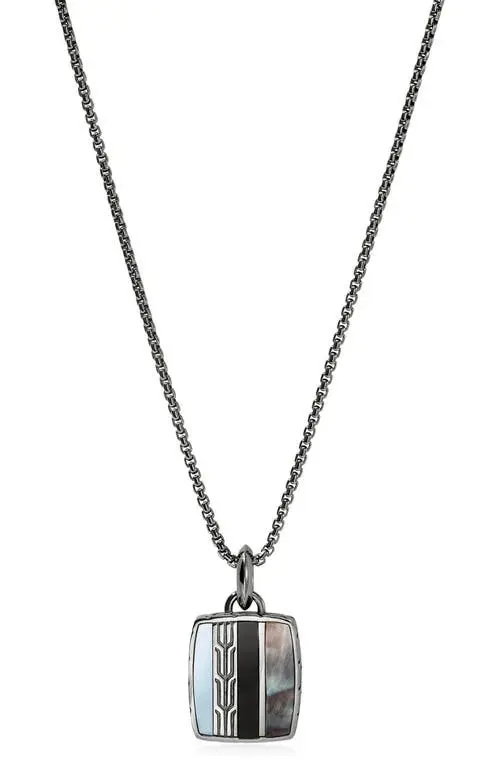 John Hardy Sterling Silver Pendant Necklace - Dark Silver/ Black Multi