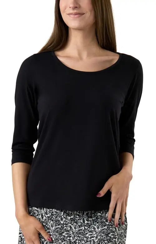 UV SKINZ 3/4 Sleeve Scoop Neck Tee - Black