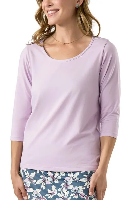 UV SKINZ 3/4 Sleeve Scoop Neck Tee - Lotus