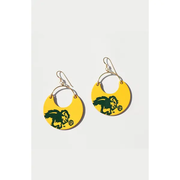 NICKEL & SUEDE University Nina Earrings - Ndsu Yellow / Silver
