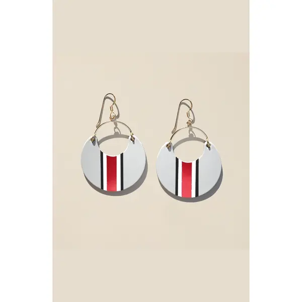 NICKEL & SUEDE University Nina Earrings - Osu Stripe / Silver