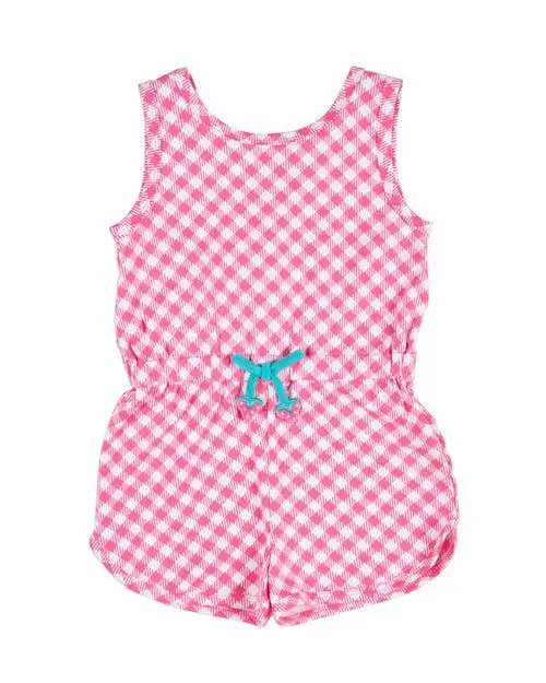 FLORENCE EISEMAN Gingham Knit Romper With Appliqu - Pink