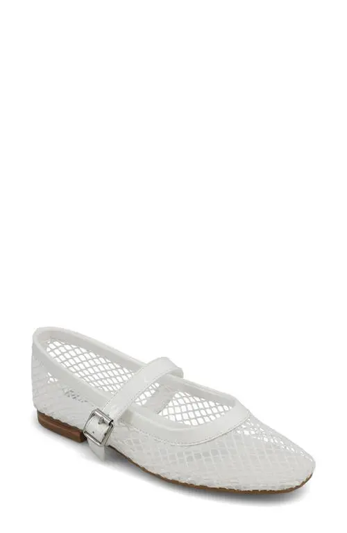 Mia Rayza Woven Mary Jane Flat - White