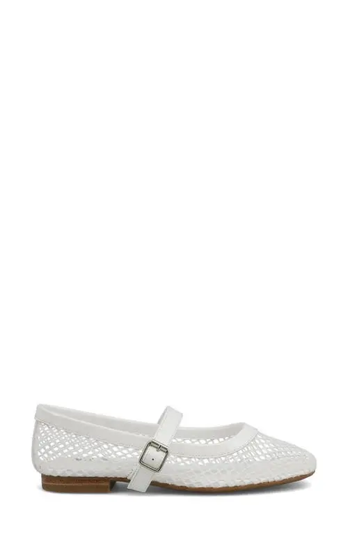 Mia Rayza Woven Mary Jane Flat - White