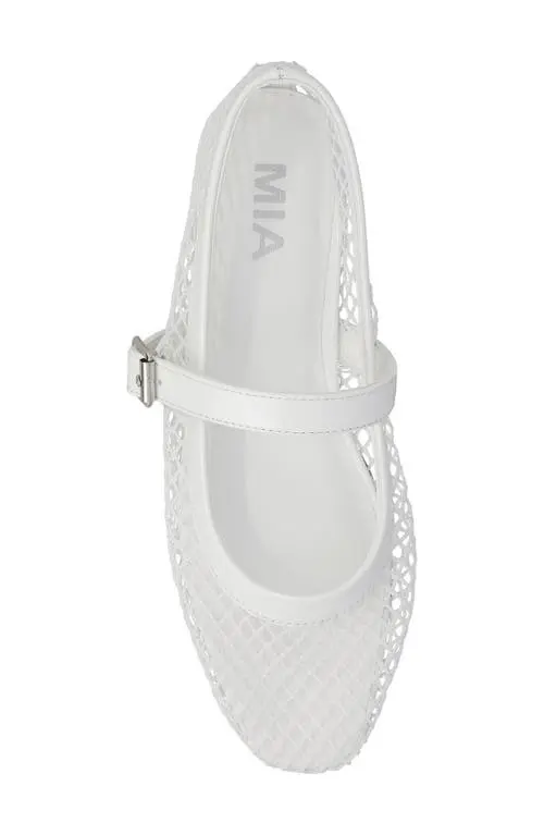 Mia Rayza Woven Mary Jane Flat - White