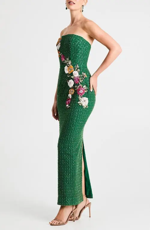 HELSI Silvia Floral Sequin Strapless Cocktail Dress