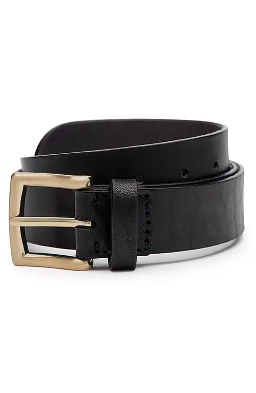 EZRA ARTHUR Classic Buckle Leather Belt 35mm - Black And Brass