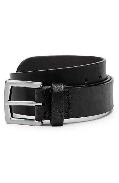 EZRA ARTHUR Classic Buckle Leather Belt 35mm - Black And Nickel