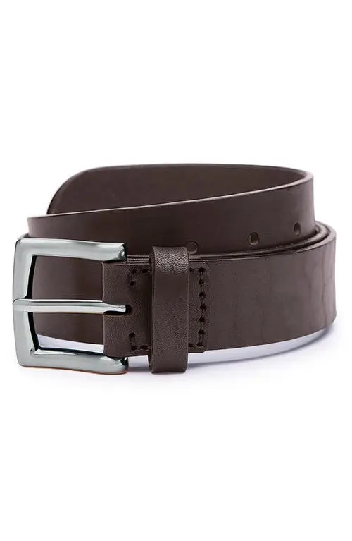 EZRA ARTHUR Classic Buckle Leather Belt 35mm - Brown And Brass