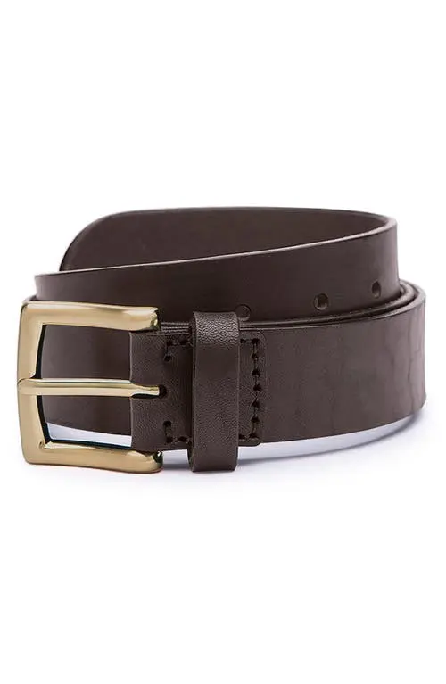 EZRA ARTHUR Classic Buckle Leather Belt 35mm - Brown And Brass