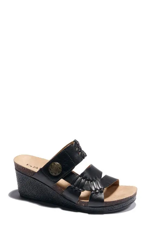HALSA FOOTWEAR Genoa Wedge Sandal - Black