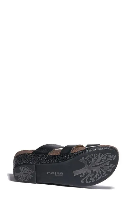 HALSA FOOTWEAR Genoa Wedge Sandal - Black