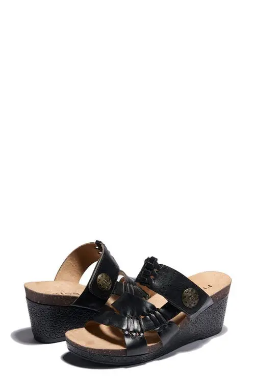 HALSA FOOTWEAR Genoa Wedge Sandal - Black