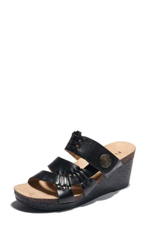 HALSA FOOTWEAR Genoa Wedge Sandal - Black