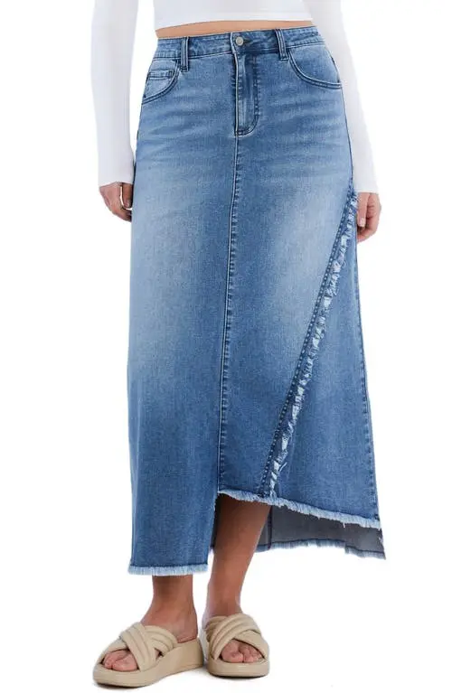 WASH LAB DENIM Two Step Denim Maxi Skirt - Team Blue