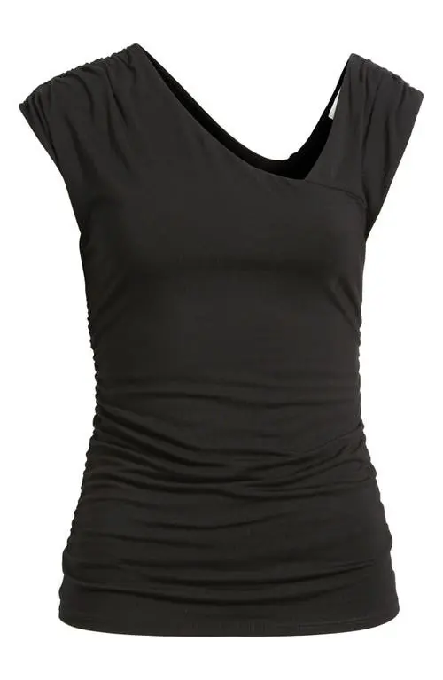 Loveappella Asymmetric Drape Top - Black