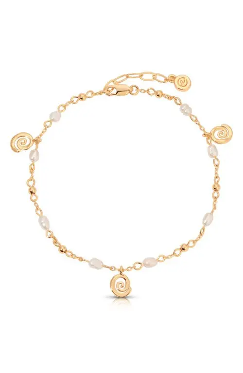 Ettika Aura Swirl Pendant Freshwater Pearl Anklet - Gold