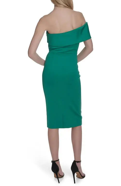 Eliza J Off-the-shoulder Scuba Knit Cocktail Dress - Green