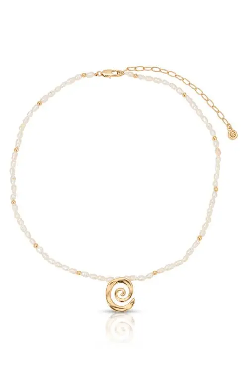 Ettika Aura Swirl Pendant Freshwater Pearl Necklace - Gold