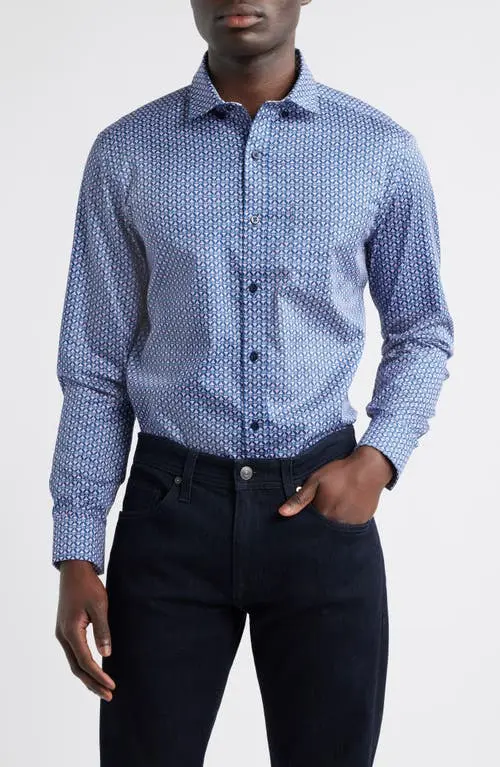 Johnston & Murphy Martini Print Cotton Button-up Shirt