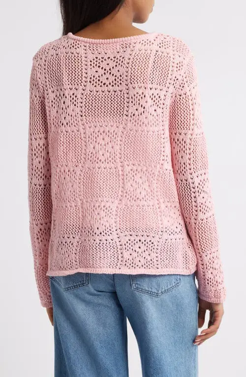 BEACHLUNCHLOUNGE Tiara Crochet Look Sweater - Petal Pink