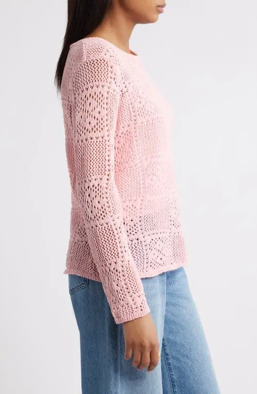 BEACHLUNCHLOUNGE Tiara Crochet Look Sweater - Petal Pink