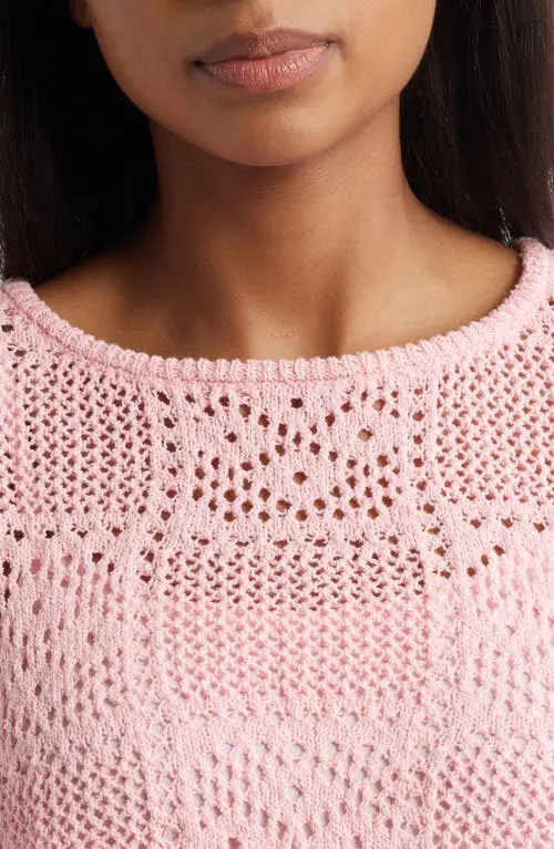 BEACHLUNCHLOUNGE Tiara Crochet Look Sweater - Petal Pink