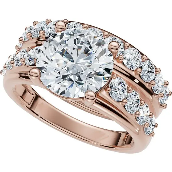 BLISS DIAMOND 2 1/2ct Diamond Engagement Wedding Ring Set 14k Gold Lab Grown - 14k Rose Gold