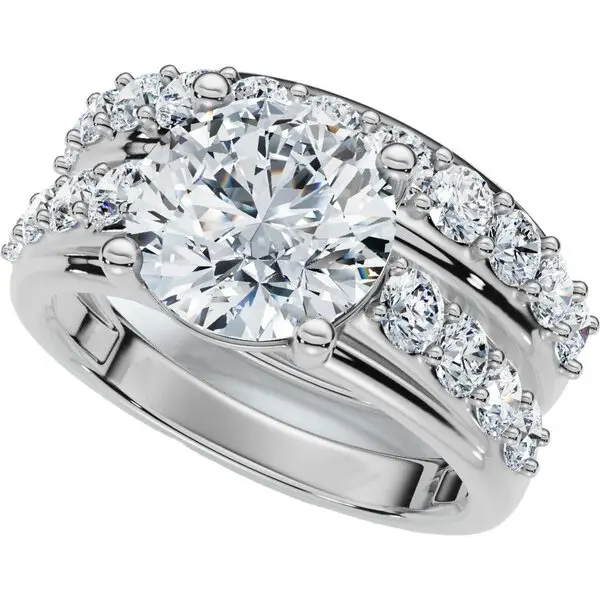 BLISS DIAMOND 2 1/2ct Diamond Engagement Wedding Ring Set 14k Gold Lab Grown - 14k White Gold