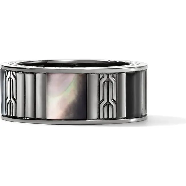 John Hardy Carved Chain Band Ring - Dark Silver