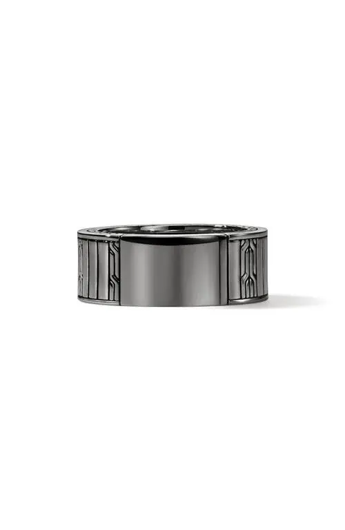 John Hardy Carved Chain Band Ring - Dark Silver