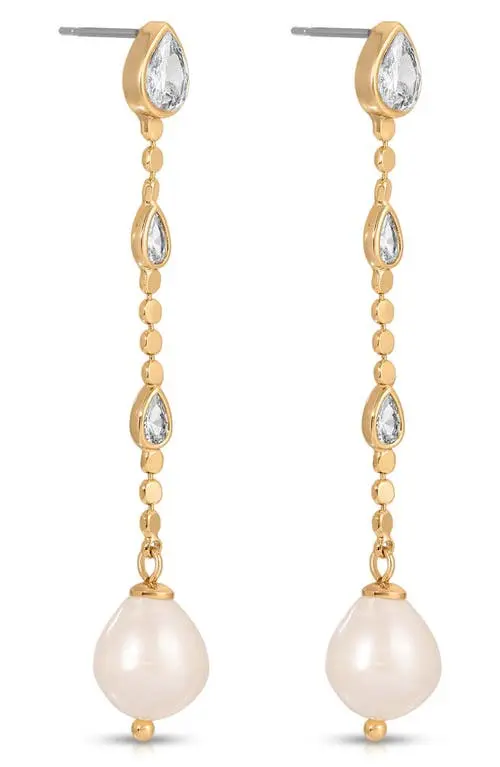 Ettika Teardrop Cubic Zirconia And Pearl Drop Earrings