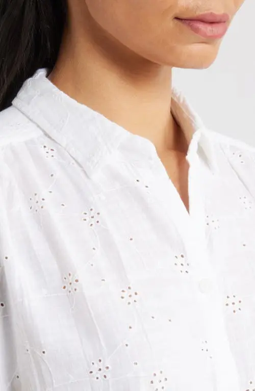 BEACHLUNCHLOUNGE Noa Embroidered Button-up Top - White