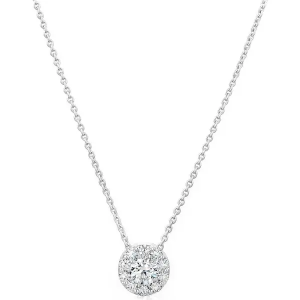 Hearts On Fire Diamond Halo Pendant Necklace - White Gold