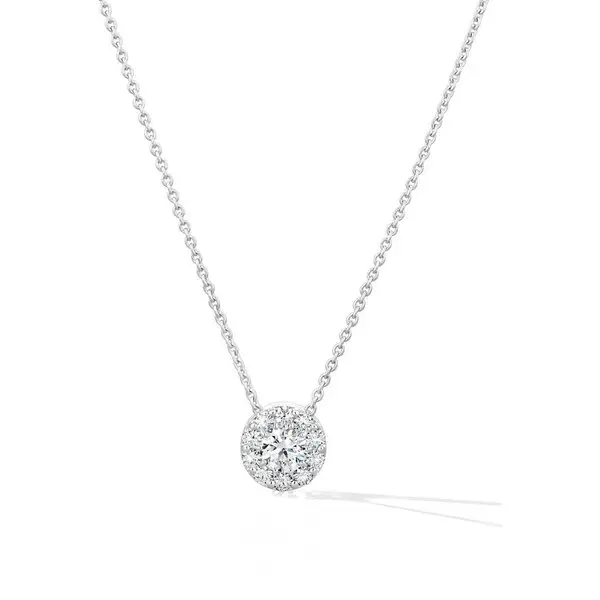 Hearts On Fire Diamond Halo Pendant Necklace - White Gold