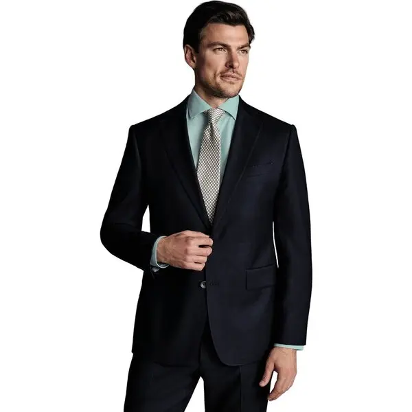 CHARLES TYRWHITT Slim Fit Twill Natural Stretch Suit Jacket - Navy