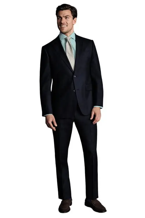 CHARLES TYRWHITT Slim Fit Twill Natural Stretch Suit Jacket - Navy