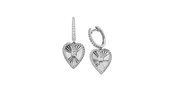 Jennifer Zeuner Jewelry Eva Pave Heart Huggie Earrings - One-color