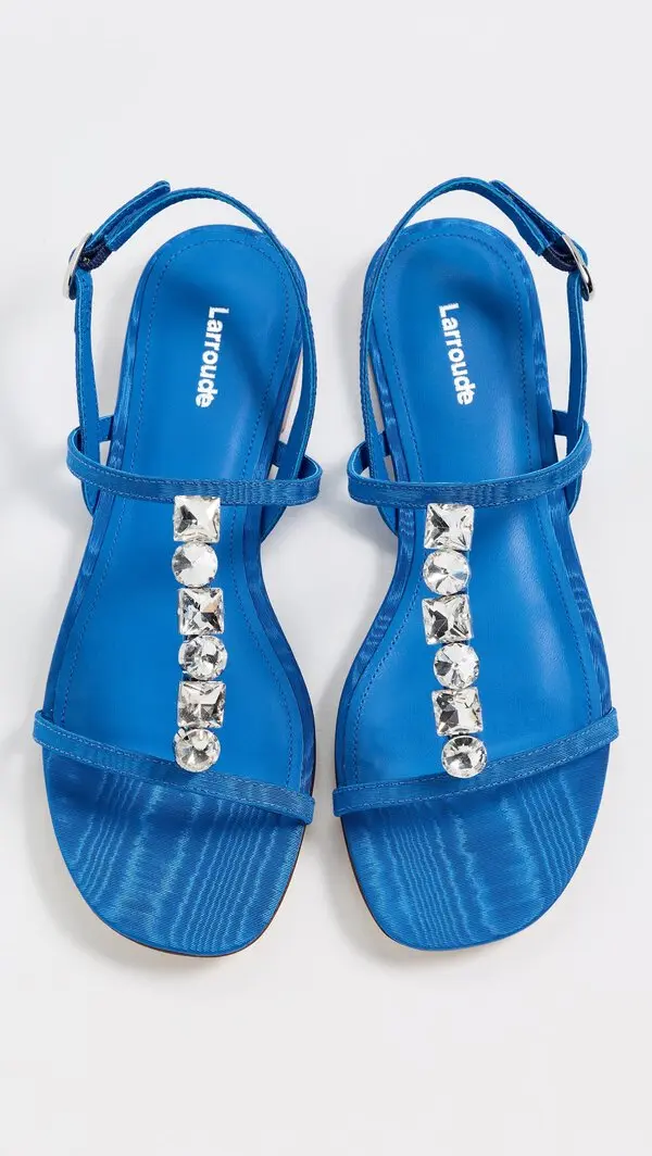 Larroude Calypso Flat Sandals - Azure