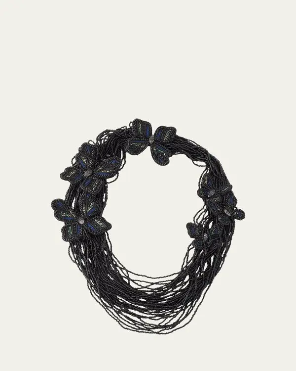 Deepa Gurnani Atlas Beaded Necklace - Black